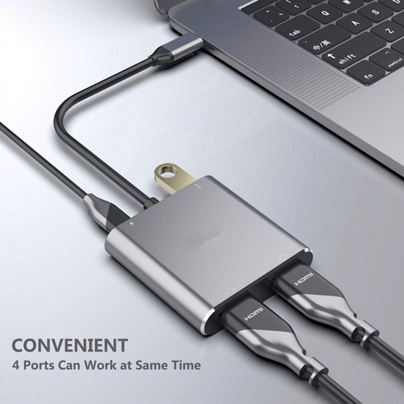 MST Multi-screen Simultaneous Display Port USB C HUB Type-C To Dual HDMI 4K Converter Adapter ...
