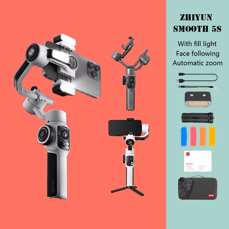 Zhiyun Smooth 5s handheld 3-axis mobile phone stabilizer anti shake pan tilt bracket for video ...