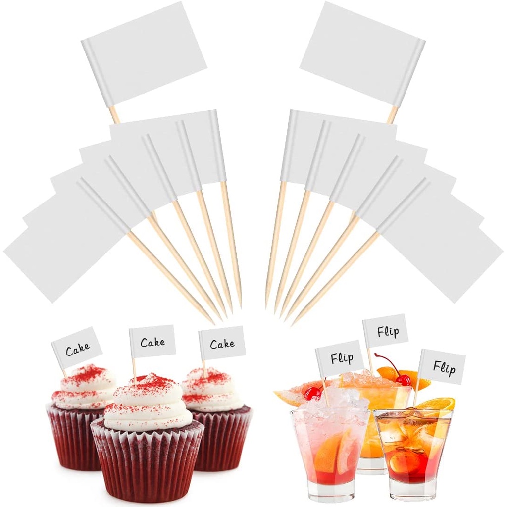 100 Pieces Blank Toothpick Flags,cupcake Toppers Appetizers Flag,DIY ...