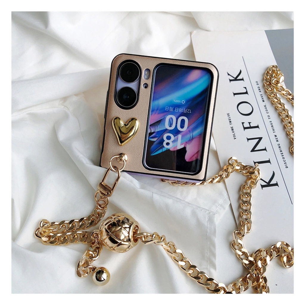 Korean Luxury Leather Crossbody Lanyard Chain Love Heart Case for OPPO ...