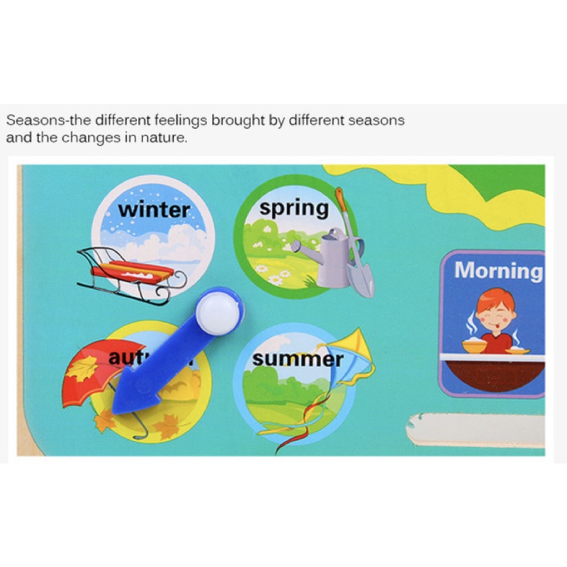 Montessori Wooden Toys Baby Weather Season Calendar Clock Time ...