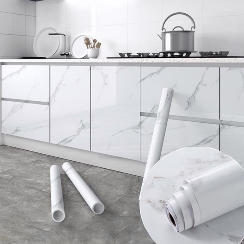 60cmx5m Marble Wallpaper Kitchen Backsplash Wallpaper Cabinet Stickers ...