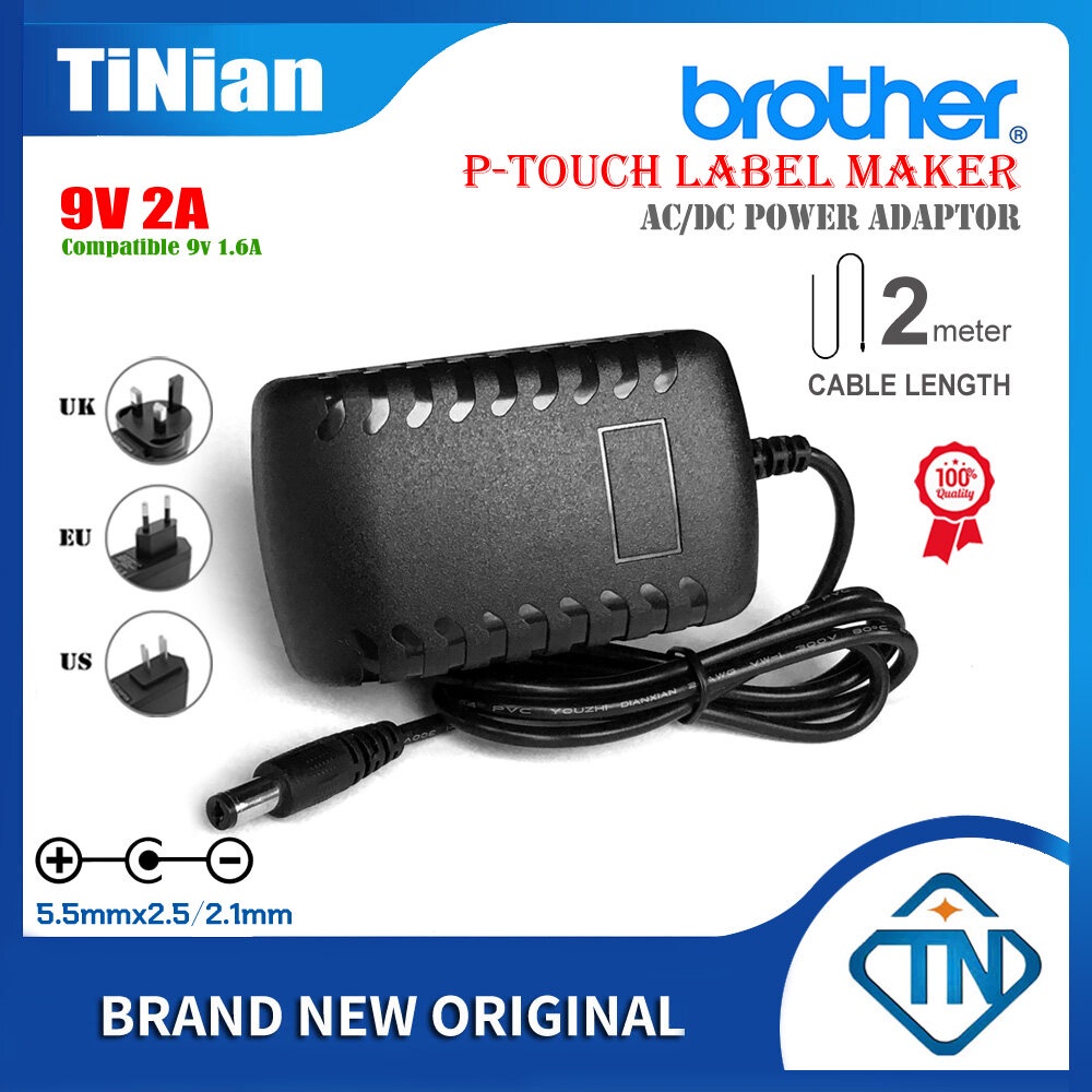 9V 2A 1.6A AC/DC Adapter AD24 for Brother PT-1010(B/NB/R/S) PT-1090(BK ...