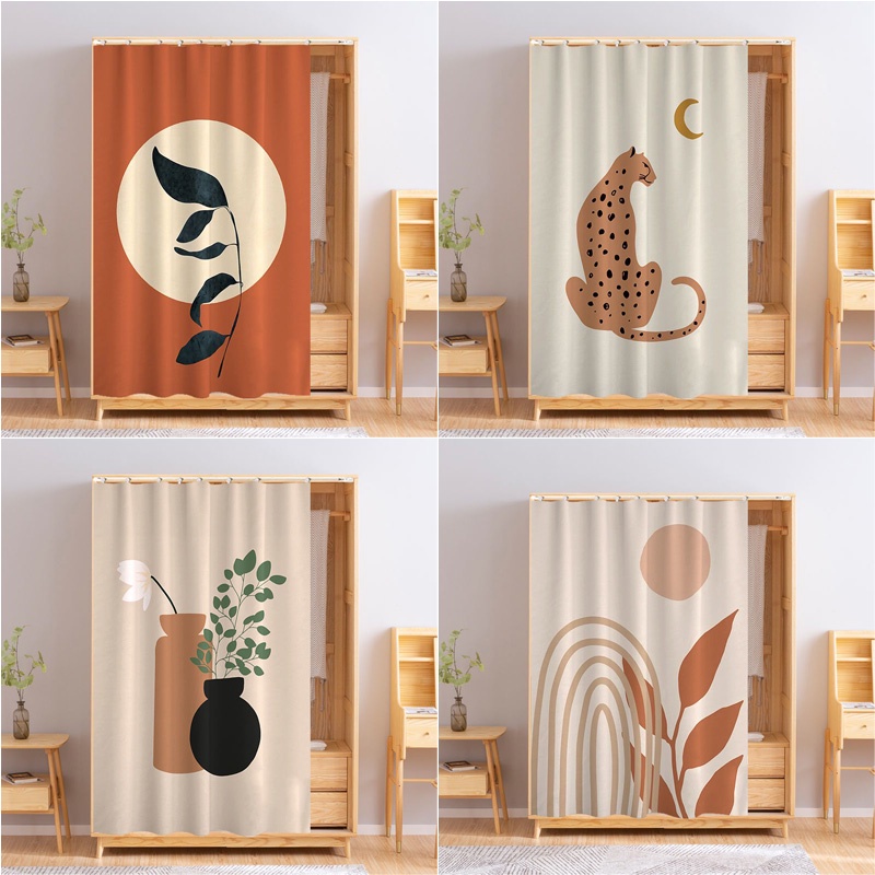 Open Wardrobe Track Type Shielding Curtain Door Curtain Paste Cloakroom ...