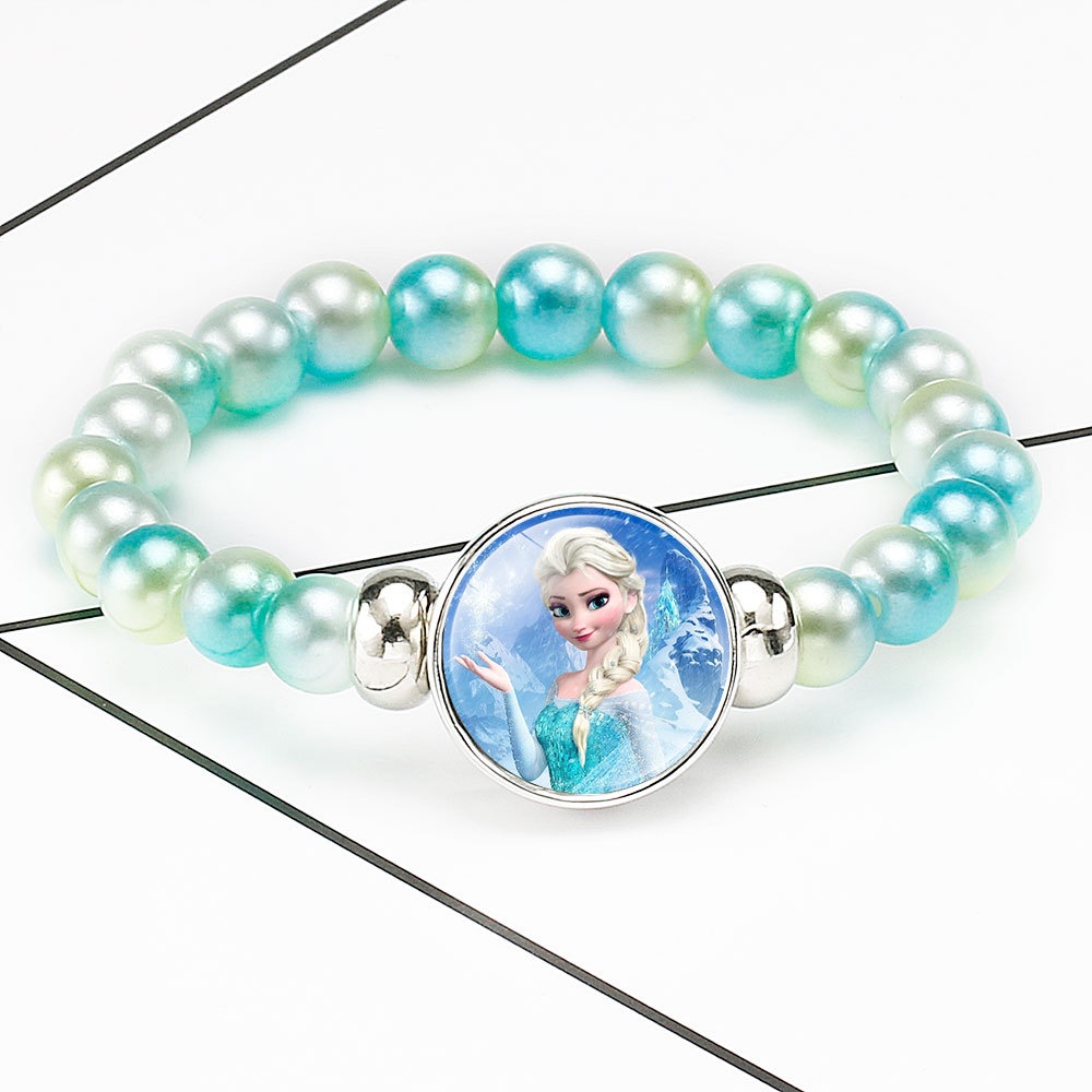 New Rainbow Frozen Elsa Princess Anna Princess Beaded Bracelet, Cute ...