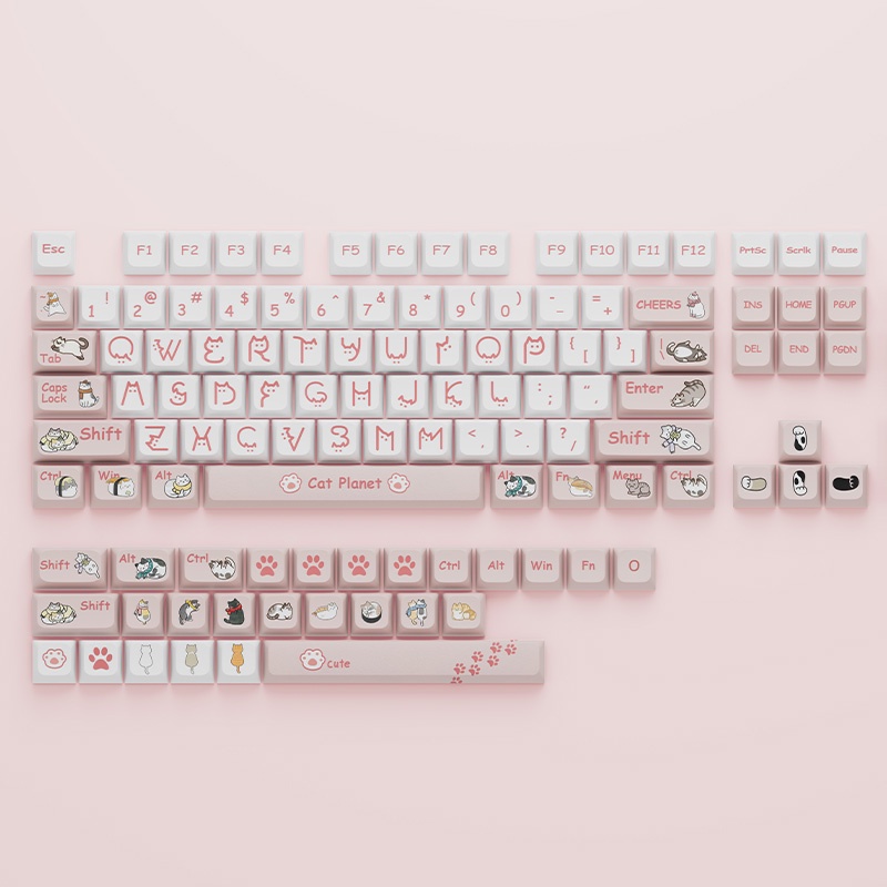PBT keycaps set Cat Planet Keycap Pink Theme Cute Style Personalized ...