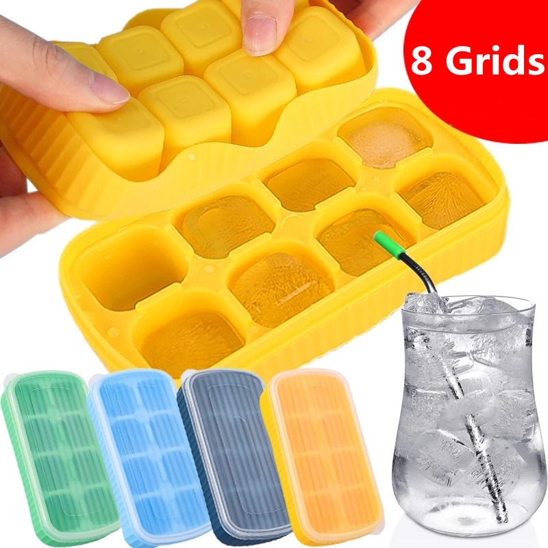 8 Hole Kitchen Creative Silicone Homemade Frozen Ice Block Cube Mold ...