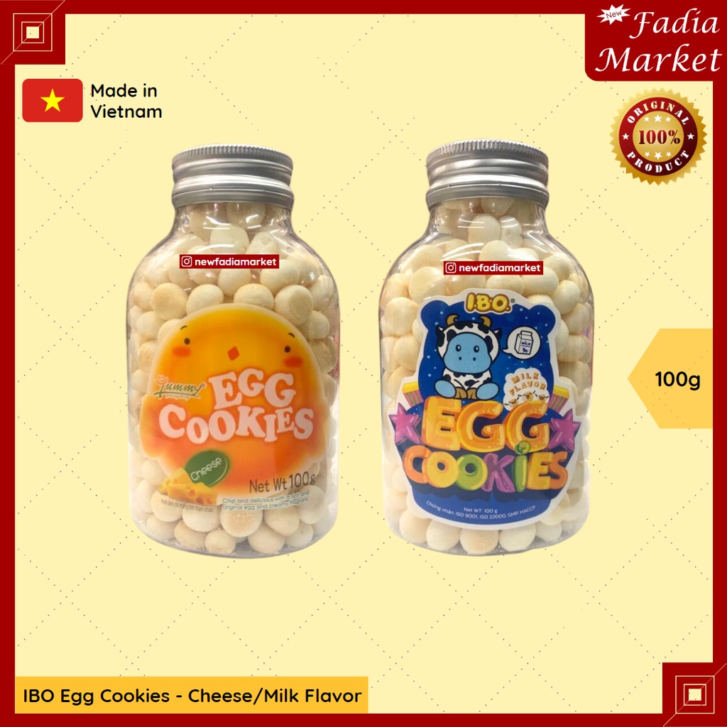 IBO Egg Cookies Milk/Cheese Snack Egg Milk/Cheese Flavor 100g | Shopee ...