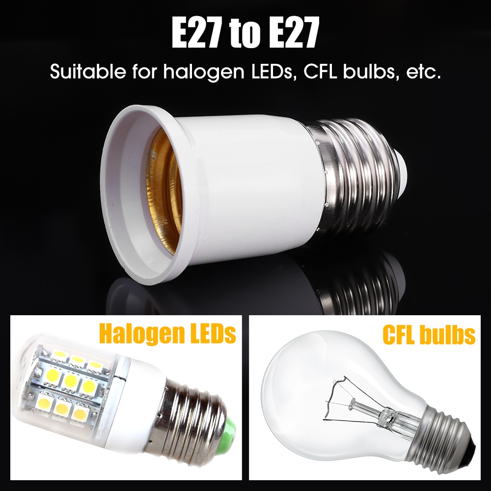 65mm 95mm 120mm E27 to E27 Extender Lamp Holder Socket Fitting / Bulb ...