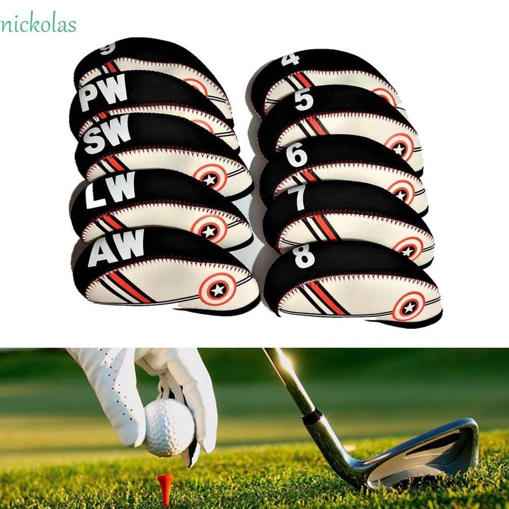 NICKOLAS 10pcs/set Golf Club Cover Durable Protector Case Golf Iron ...