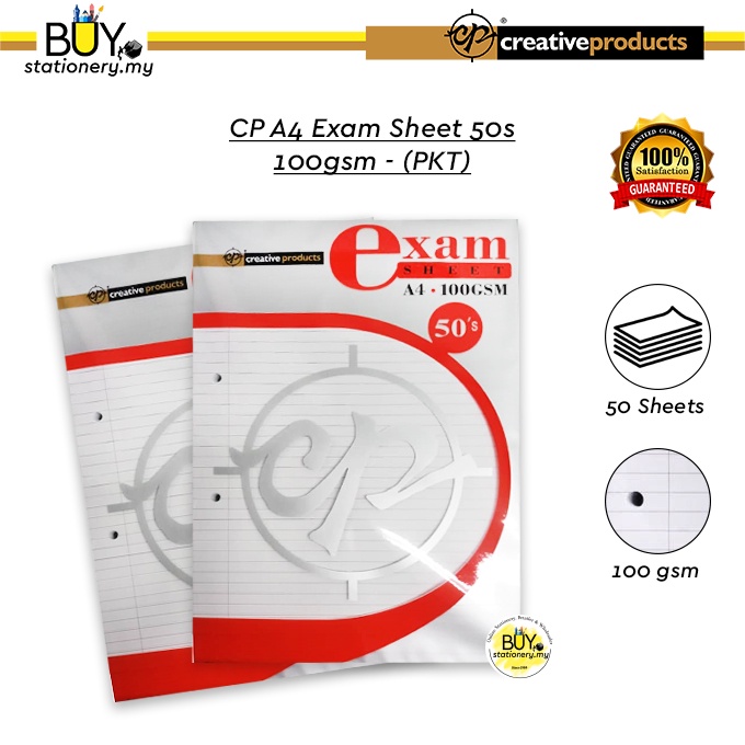 CP A4 Exam Sheet 50s 100gsm - (PKT) [ Foolscap Paper / Test Pad ...