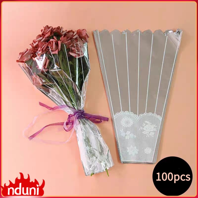 100pcs Pack Paper Flower Bouquet Plastic Bags Wrapping Paper for Flower ...