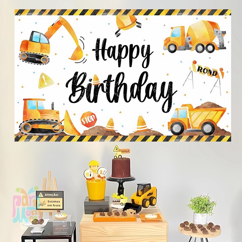 Construction Theme Watercolor Engineer Excavator Bulldozer Truck ...