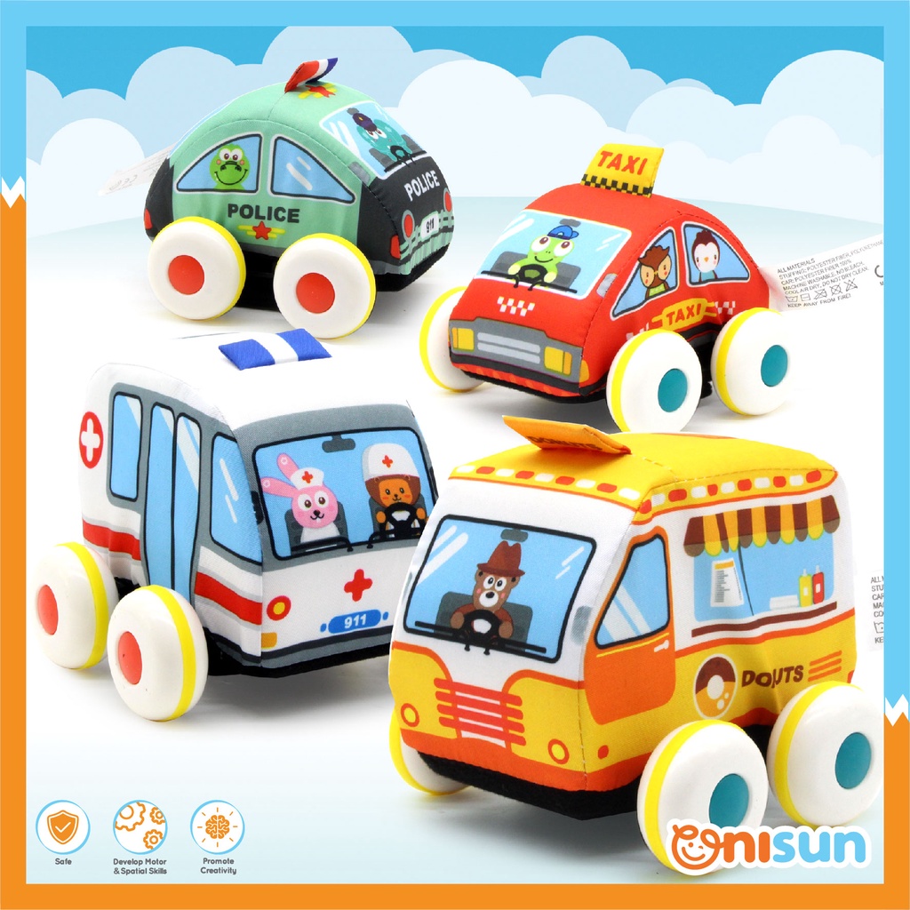 Children Cute Soft Squeezy Pull Back Toy Car Set (Mainan Kereta Kanak ...