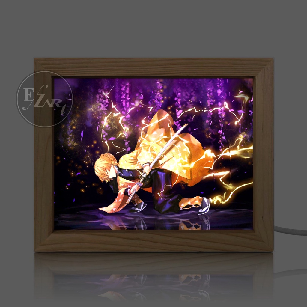 Light Painting Art Anime Series Demon Slayer LED Frame Lighted Light ...
