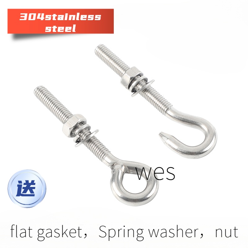 Ready stock 2pcs M4 M5 M6 M8 304 Stainless Steel Sheep Eye screw Bolt Ring Hook with 2pieces ...