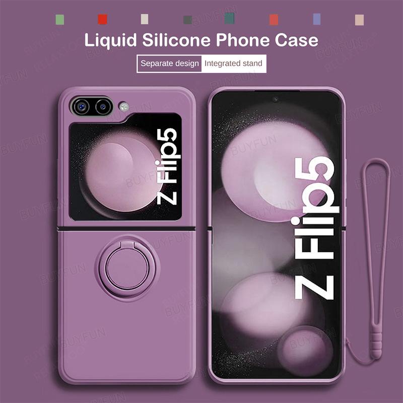 For Samsung Z Flip 6 5 flip6 5G Zflip6 Liquid Silicone Holder Cover ...