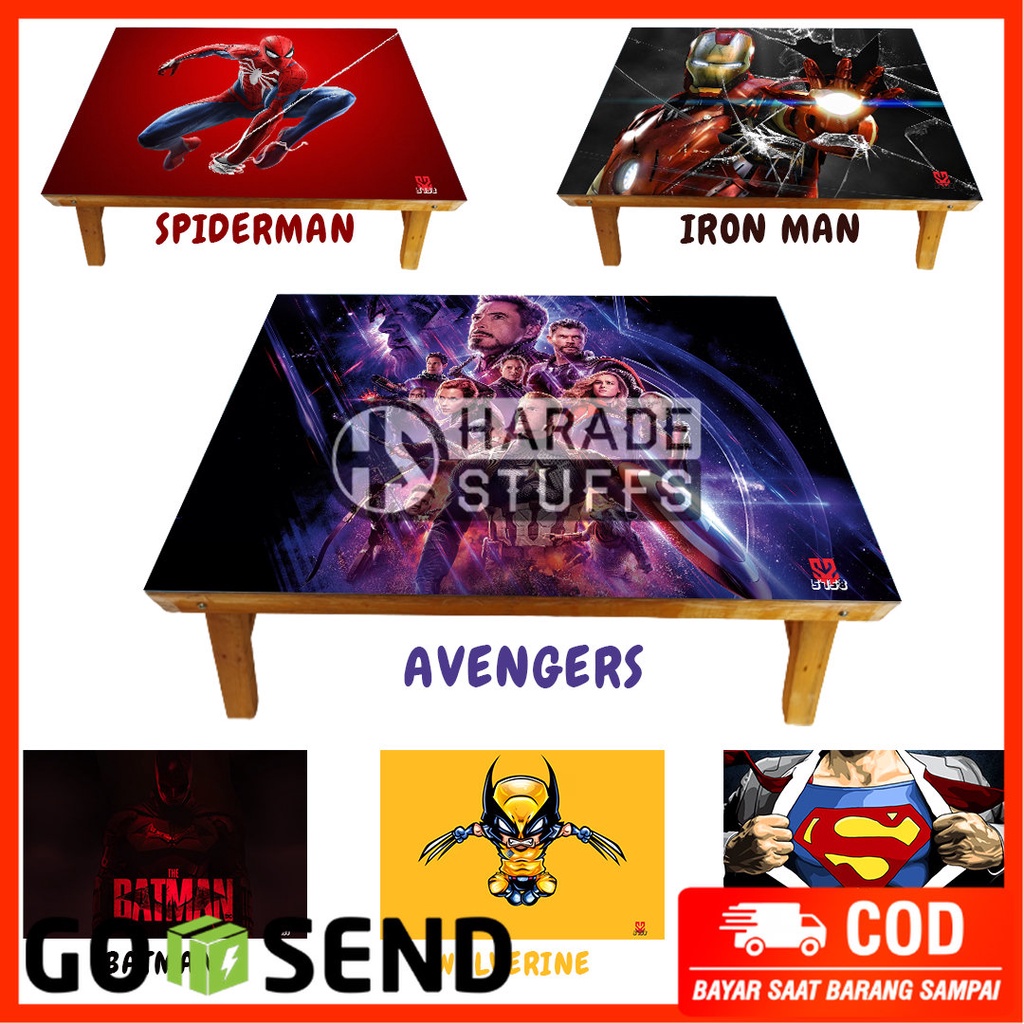 Children's Study Folding Table SUPER HERO Character Batman Iron Man ...