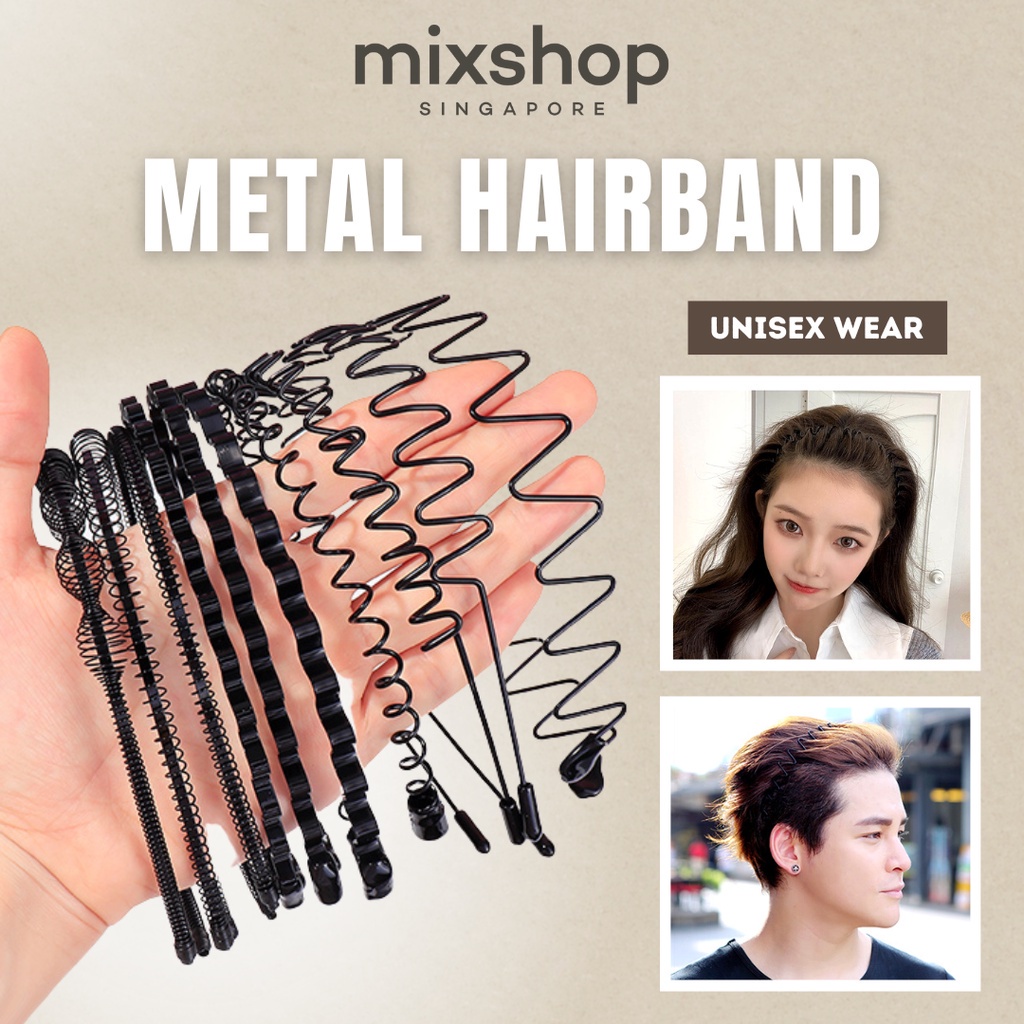 mixshop Unisex Metal Hairband, Headband, Wavy Hair Hoop, Flexible ...