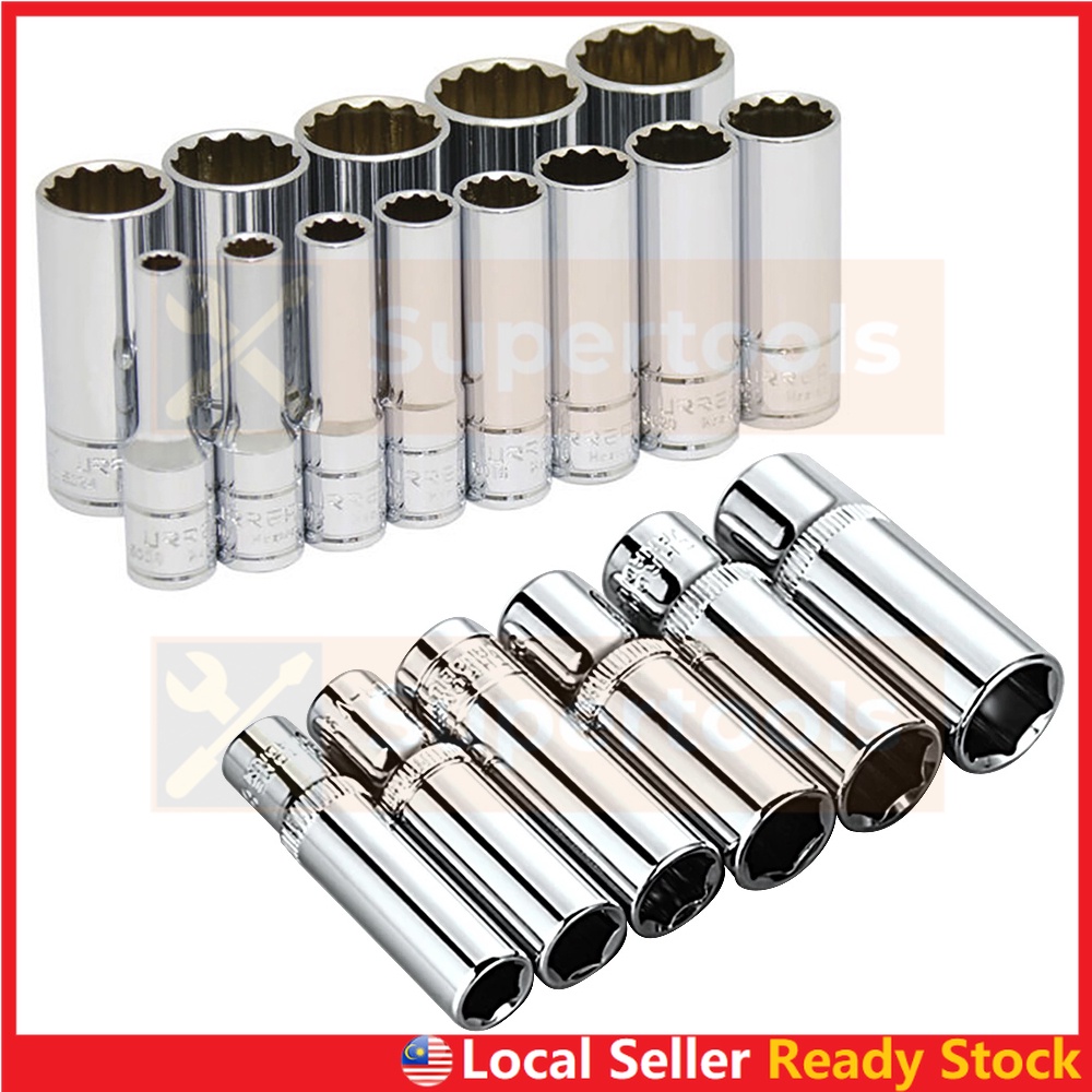 1/2" Inch CR-V Deep Long Box Socket 6 12 Point Heavy Duty for Ratchet ...