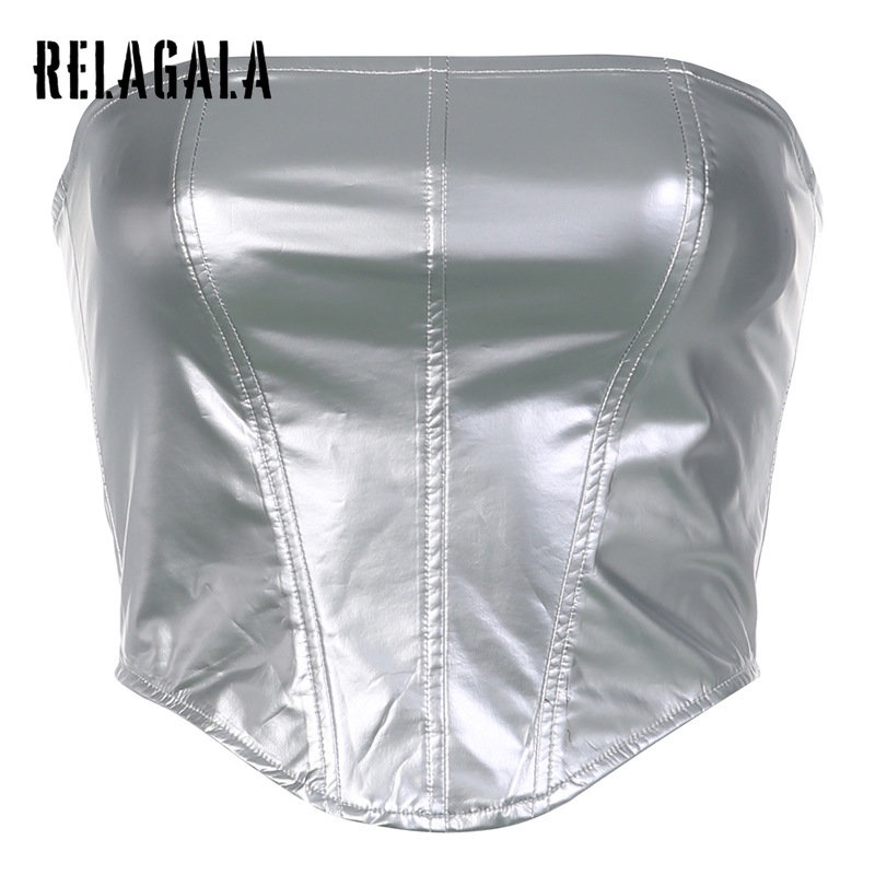 Relagala Womens 2023 Fashion Sexy Solid Backless Slim Fit Tube Top