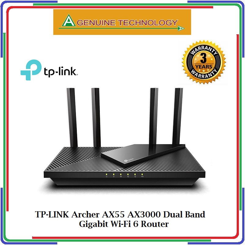 TP-LINK Archer AX55 AX3000 Dual Band Gigabit Wi-Fi 6 Router | Shopee ...