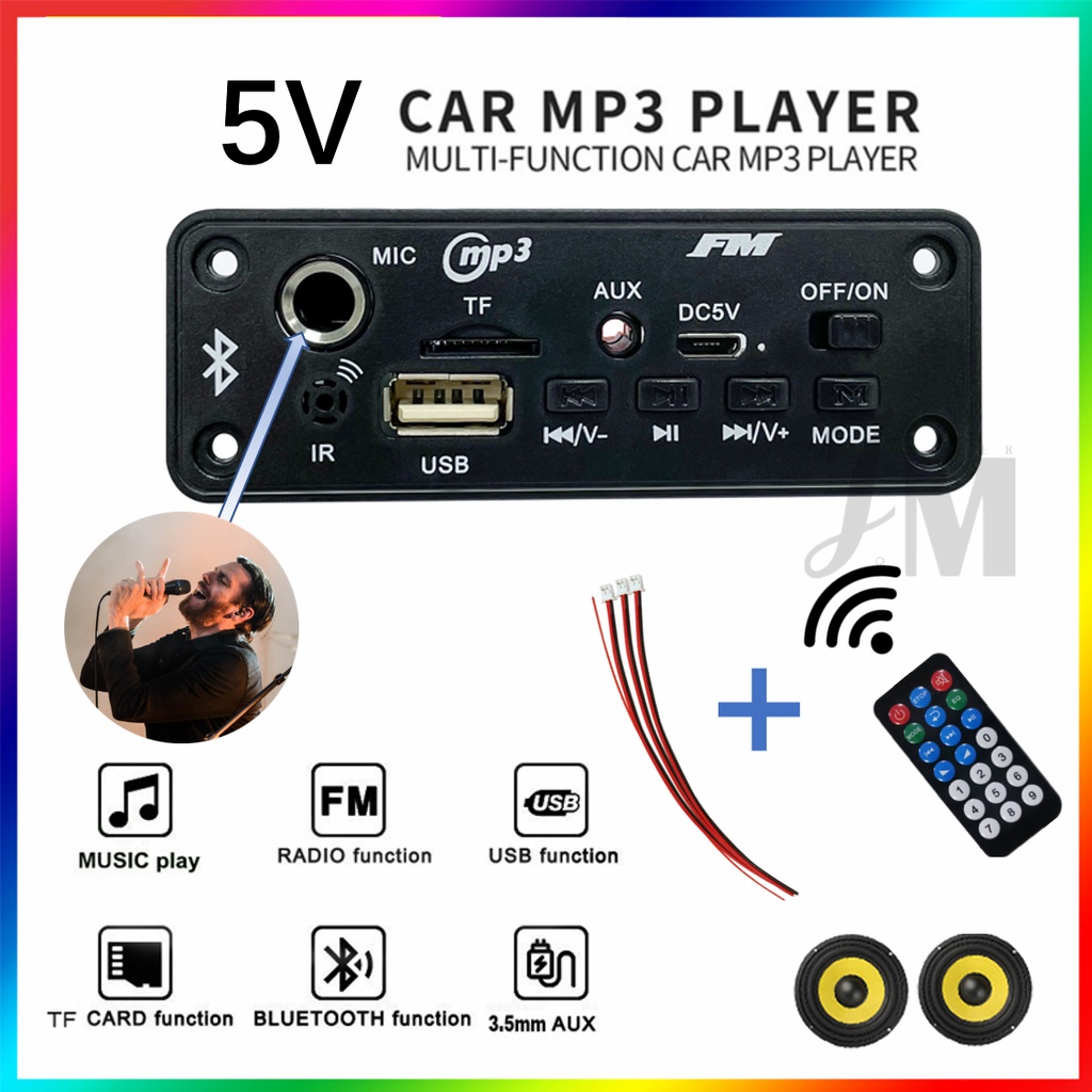 6W Amplifier Bluetooth DIY MP3 Decoder Board DC 5V Music Player Car FM ...
