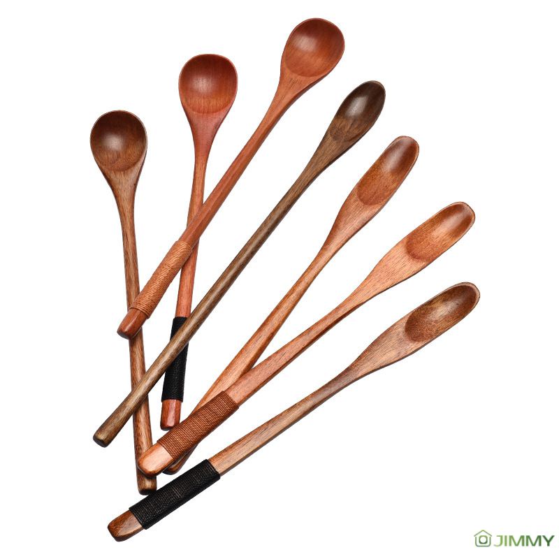 Solid Wood Coffee Spoon Long Handle Teaspoon Portable Milk Tea Milk ...