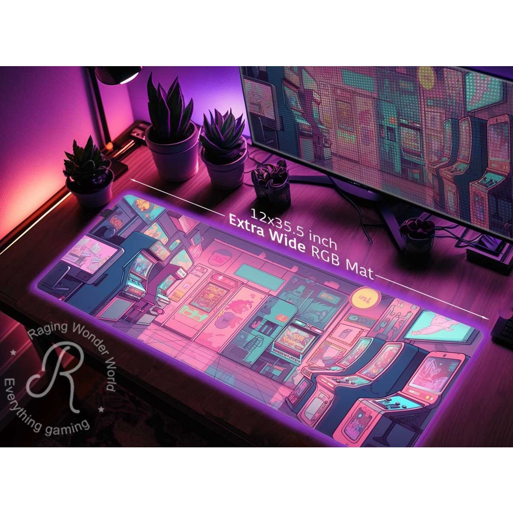 Lo-fi Vaporwave retro game Arcade Anime XXL desk mat RGB, Cute Pastel ...