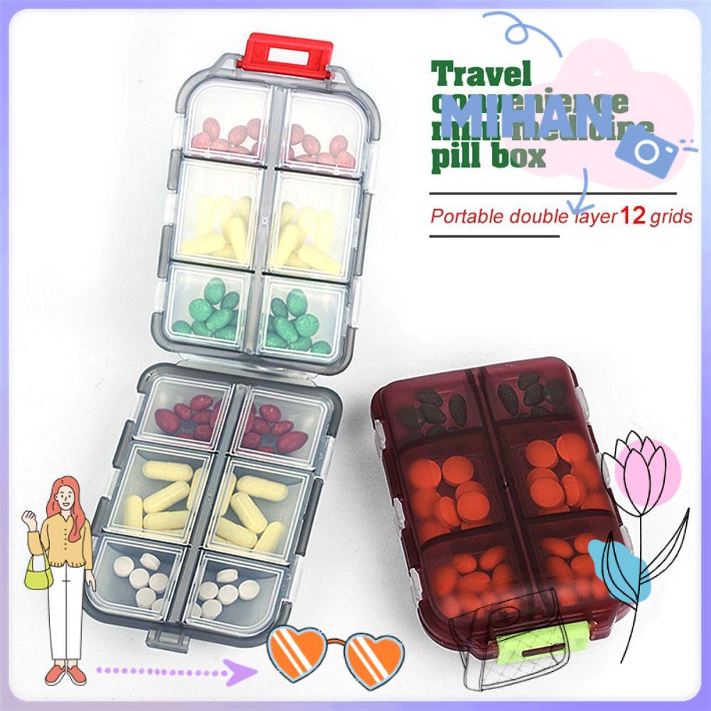 MH Medicine Organizer Box Plastic Dispenser Organiser 12 Grid Pill Box ...