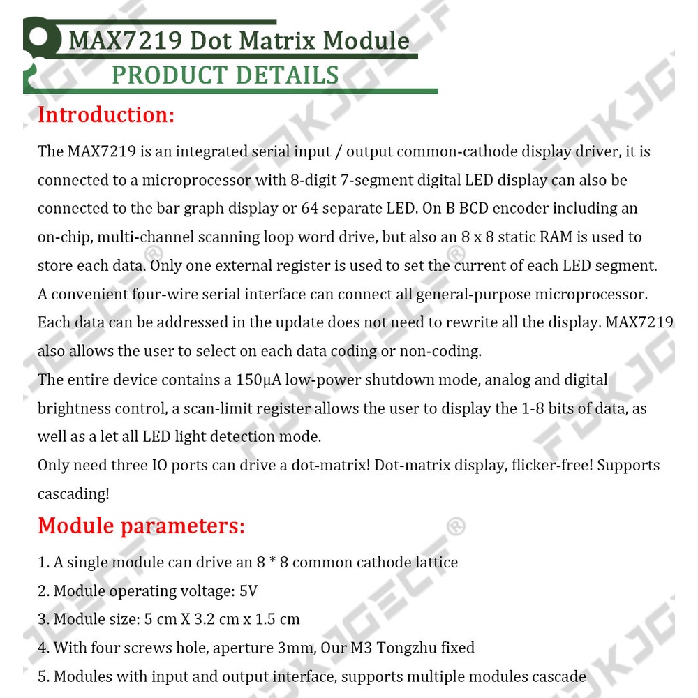 LED Display MAX7219 Dot Led Matrix Module 8*8 MCU Control Module For ...