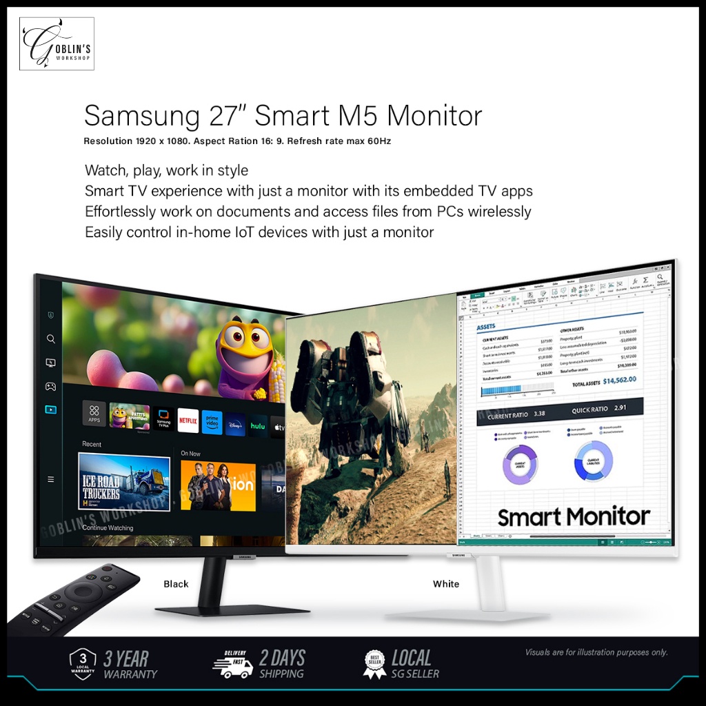 [Ready Stock] Samsung 27” Smart M5 Monitor (White) LS27CM501EEXXS ...