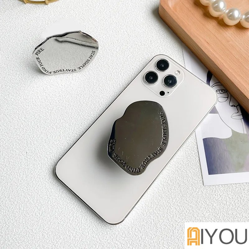 Irregular Silver Gold Metal Letter Mirror Universal Phone Holder ...