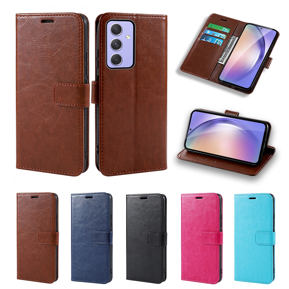 For Samsung Galaxy A54 A34 A14 5G Case Leather Magnetic Flip Bracket ...