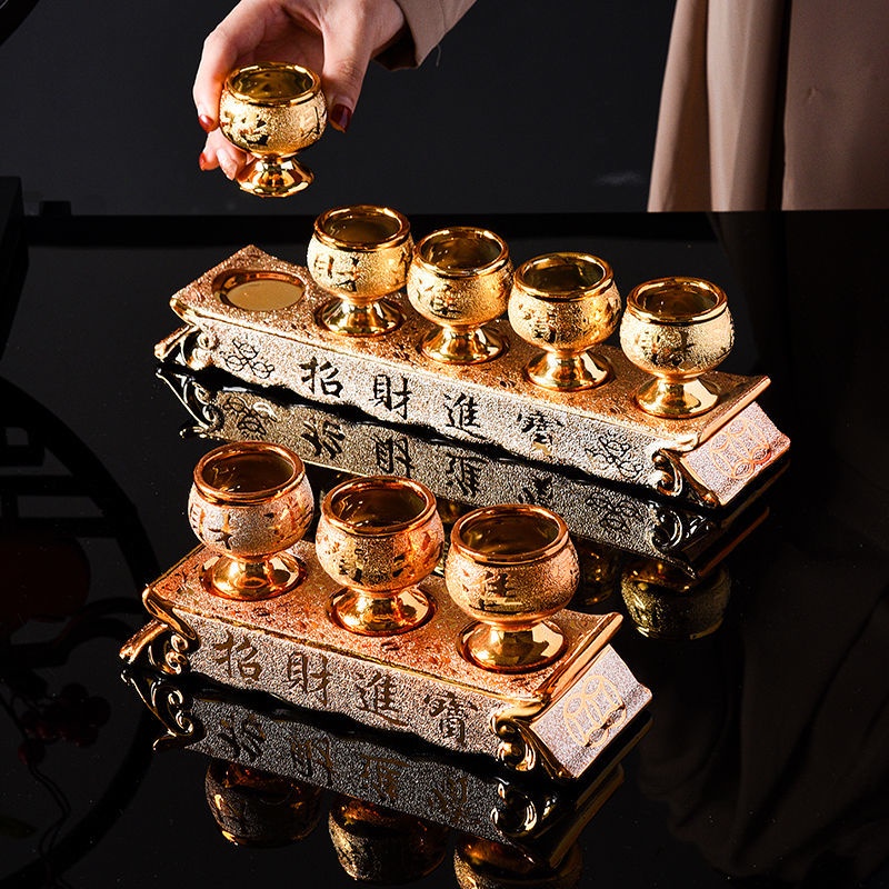 沙金陶瓷圣水杯 财神礼佛用品 家用酒杯供杯 供仙家道家 三供杯五供杯 Gold Sand ceramic holy water Cup God ...