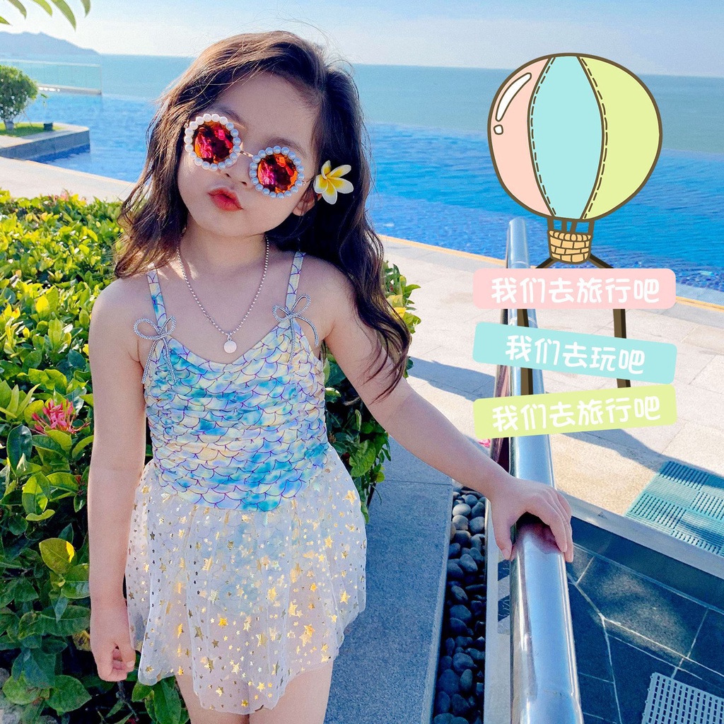 Girls' One Piece Swimsuit Children's Princess Swimsuit Cute Swimsuit ...