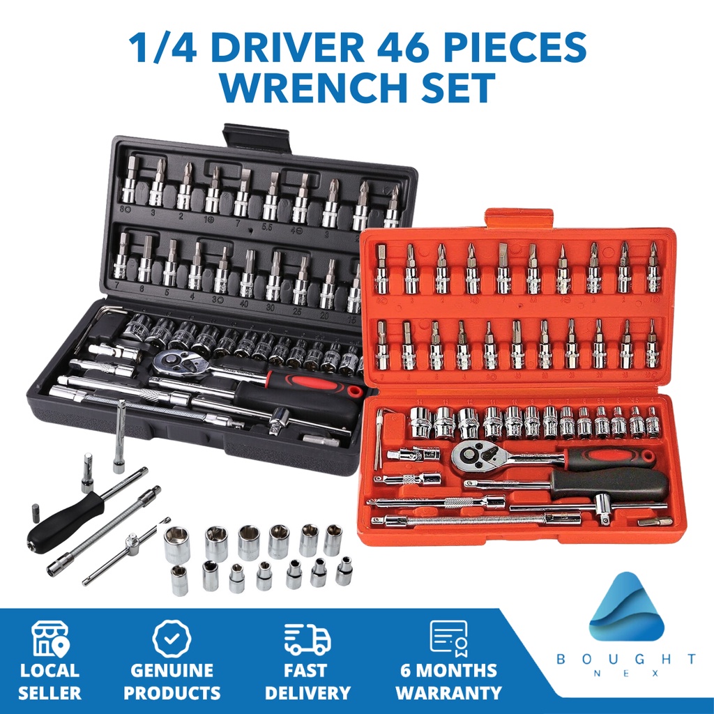 46-Piece Car & Bike Socket Set - Ratchet Wrench, Screwdriver, High ...