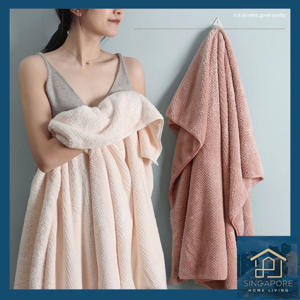 Pure Colour Pineapple Lattice Coral Fleece Bath Towel Thick Non ...