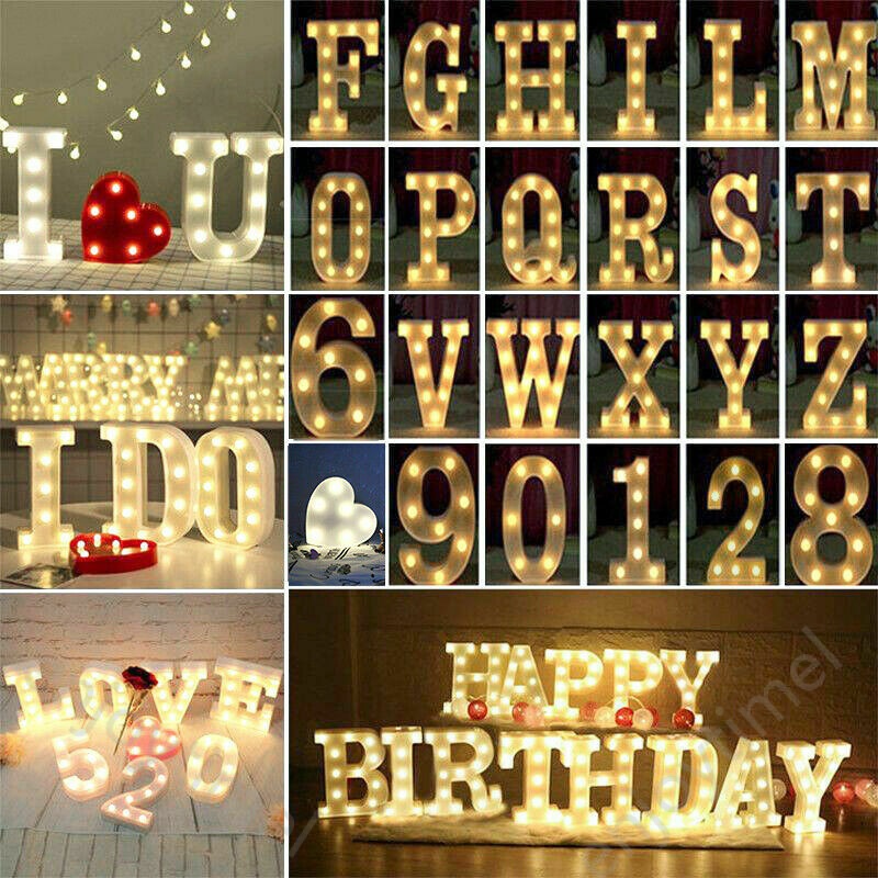 LED Large Alphabet Letter Led Light Up Numbers White Plastic Standing ...