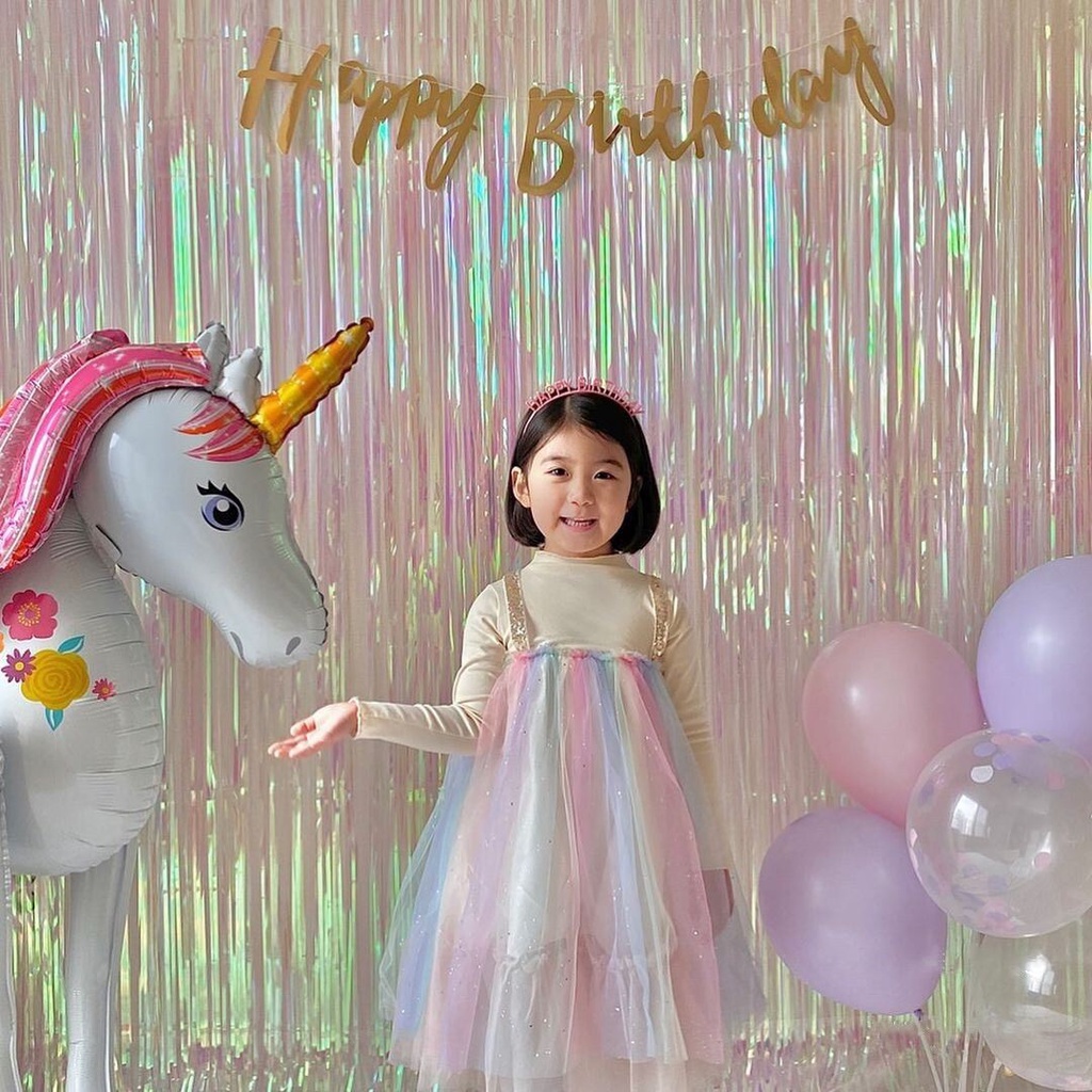 [SG] Transparent Iridescent Tinsel Foil Curtain Fringe Streamer ...