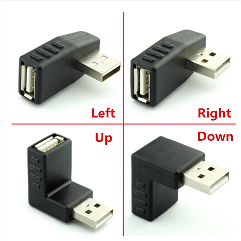 90 degree Left /Right /Up/Down Angle L Bending USB 2.0 A Male to Female ...