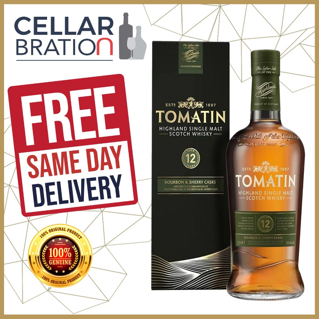Tomatin 12 Years Bourbon and Sherry Cask Highland Single Malt Scotch ...