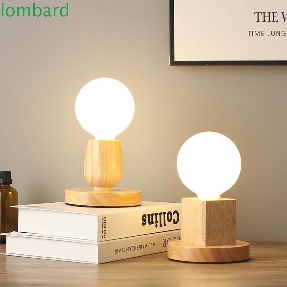 LOMBARD E27 Lamp Base Polygon Wood Lamp Holder Bulb Holder Night Light ...