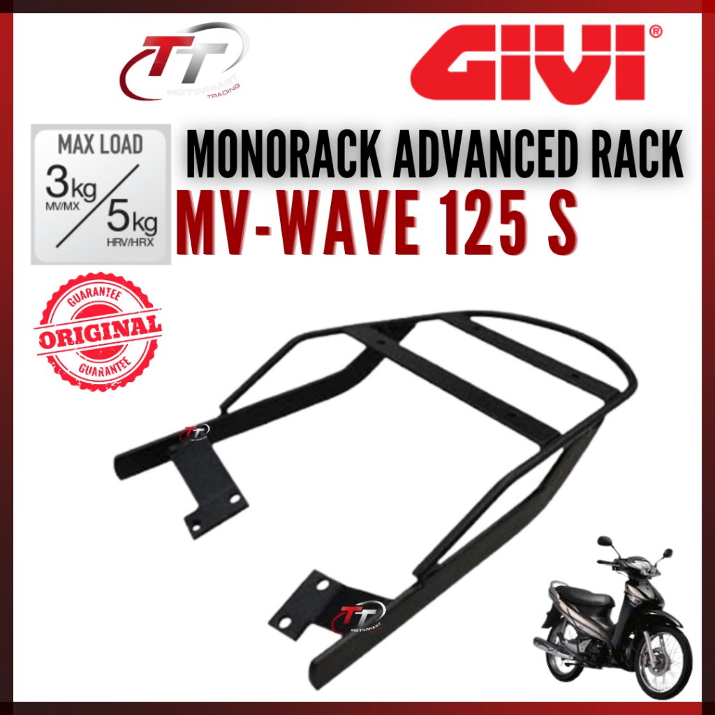 HONDA WAVE 125 S WAVE125S WAVE125 GIVI MV MONORACK ADVANCE MONO RACK CARRIER BELAKANG TAPAK RAK ...