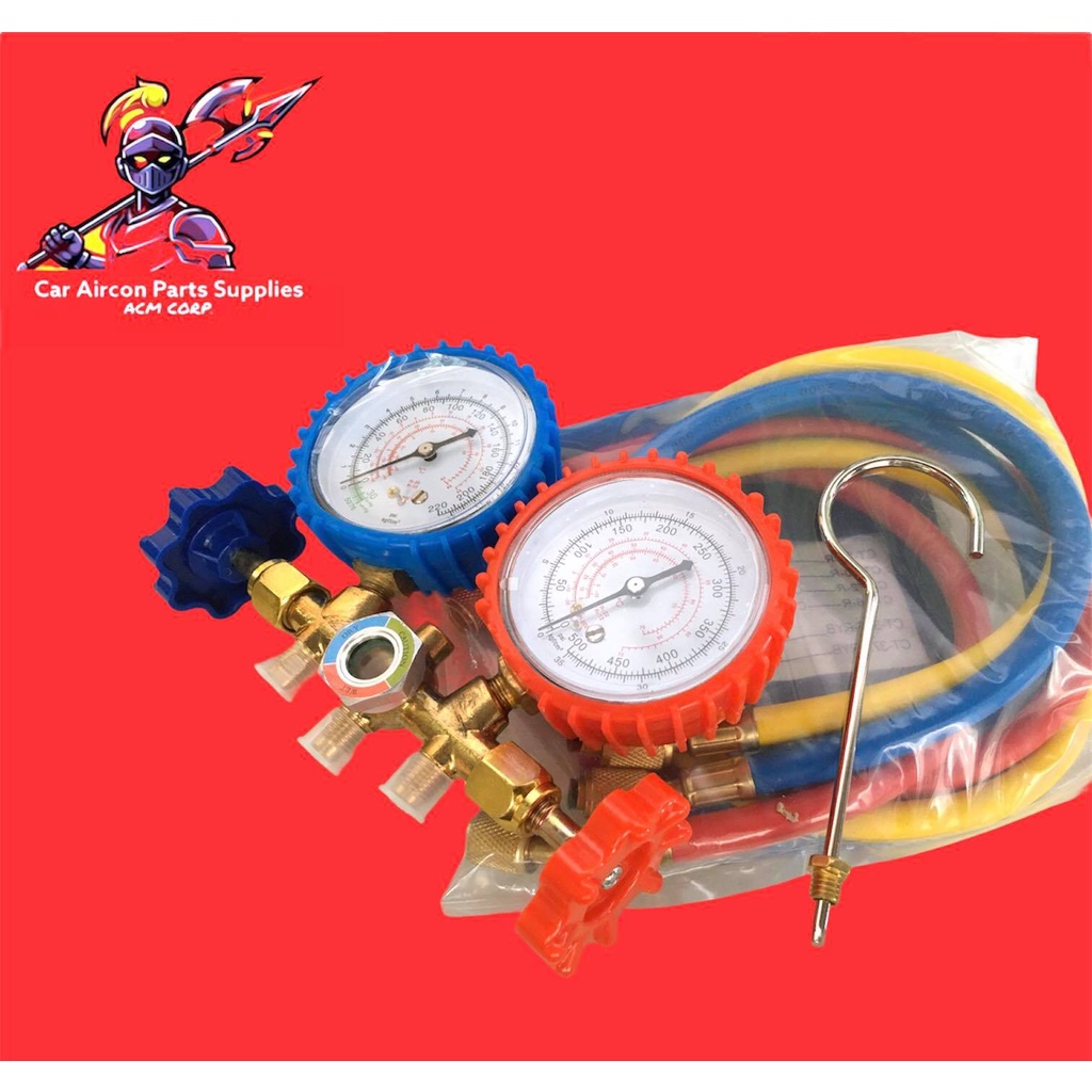Car Aircon MANIFOLD GAUGE SET with HOSE Heavy Duty set 134a car ...