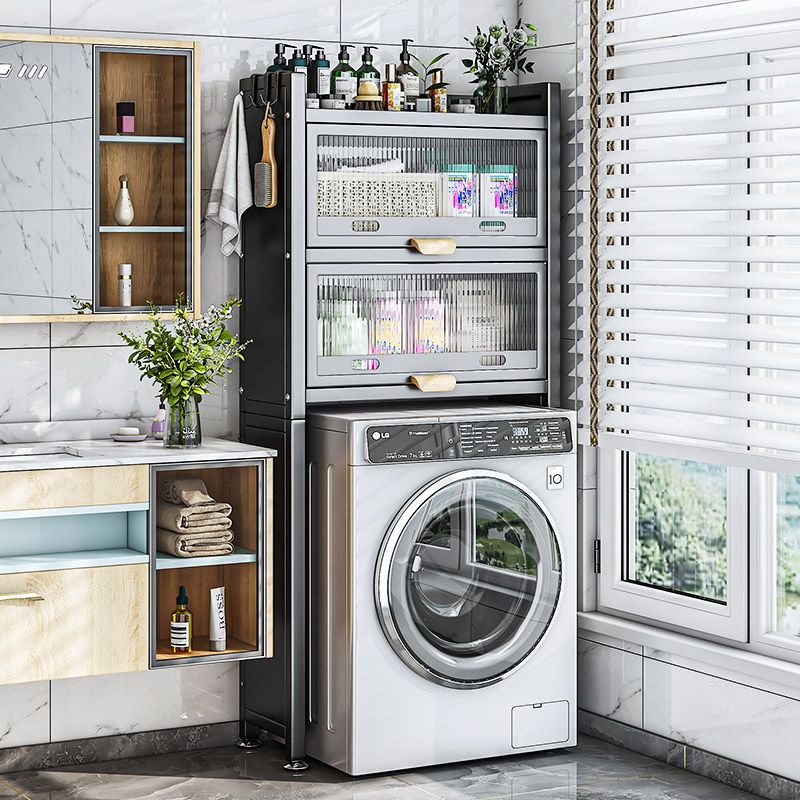 Washing Machine With Cabinet Door, Upper Storage Rack, Flip Toilet Rack ...