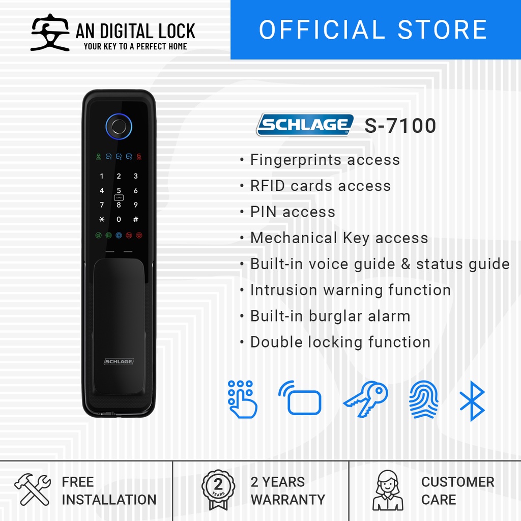 SCHLAGE S-7100 Digital Door Lock | AN Digital Lock | Shopee Singapore