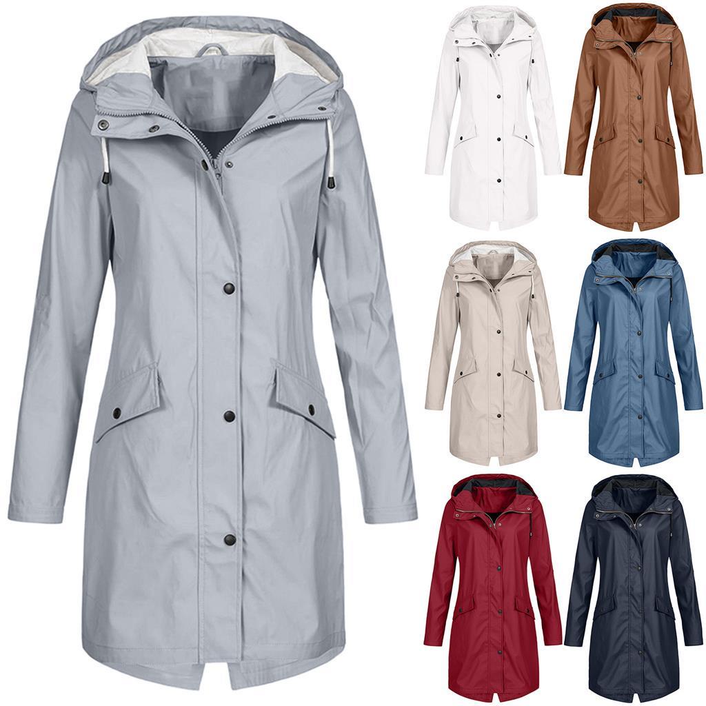 Female Autumn Outdoor long coat waterproof hiking Coat Long lightweight ...