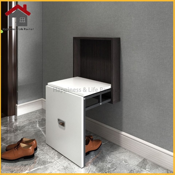 Folding shoe-changing stool wall-mounted hidden shoe-wearing stool ...