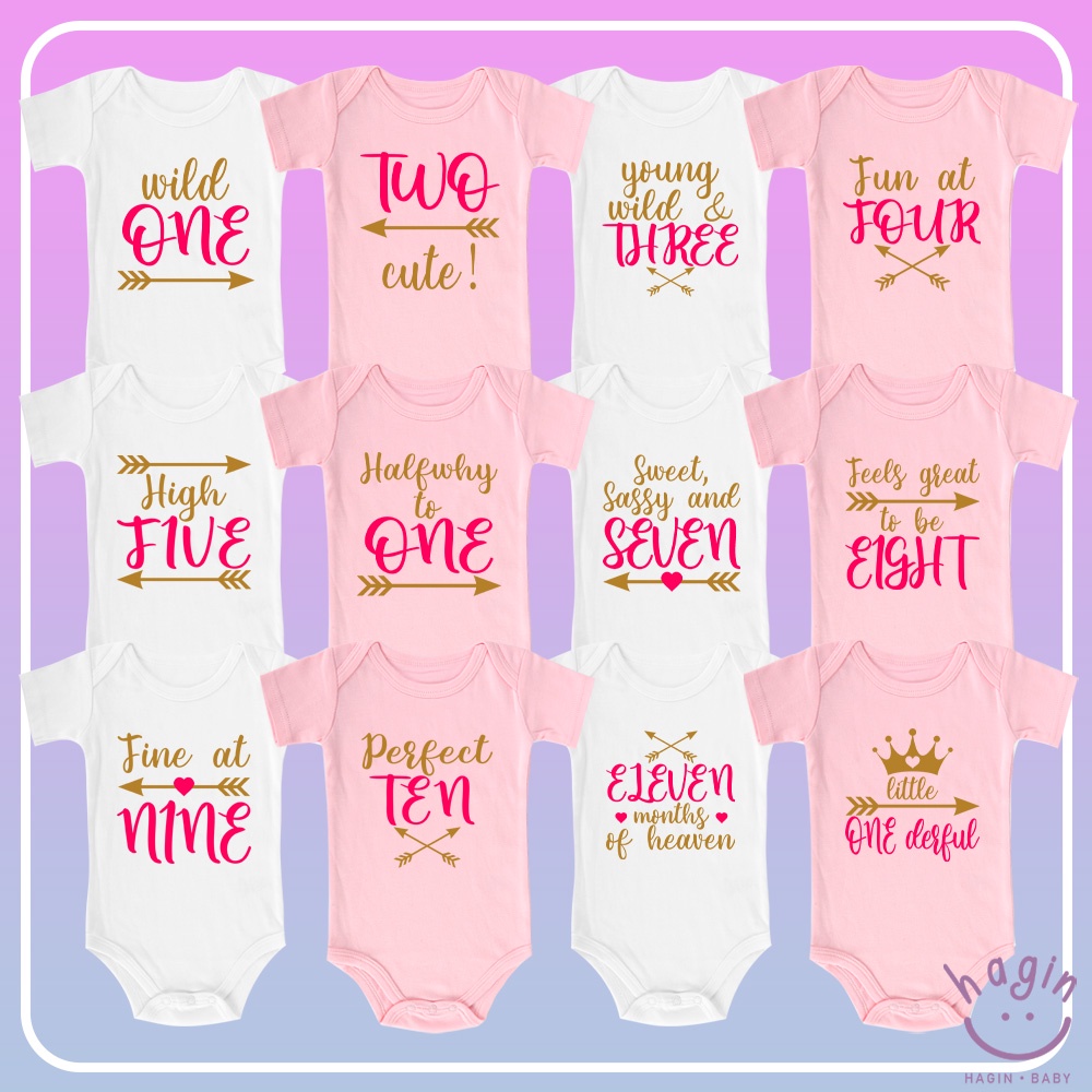 Haginbaby Wild One Girl Monthly Milestone on Baby Onesie Cotton Baby ...
